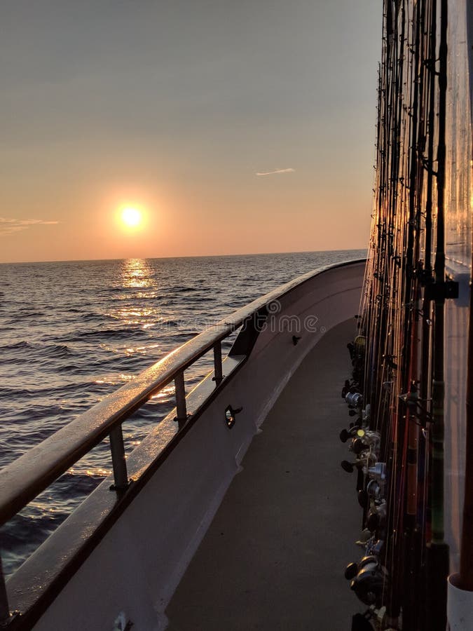 Ocean Sunset Fishing Water Boat Stock Image - Image of ocean, fishing ...