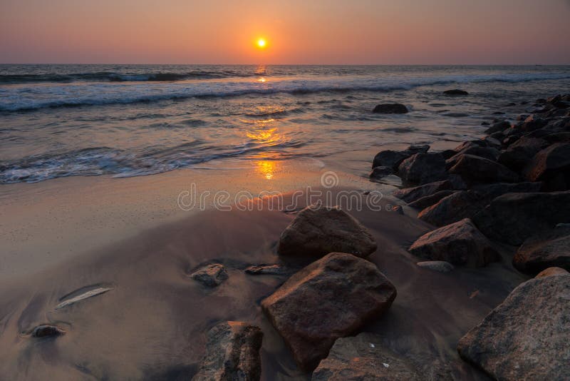 The ocean at sunset stock photo. Image of horizontal - 31161596