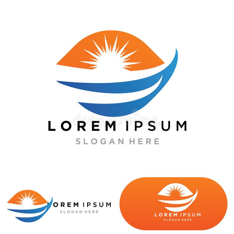 Ocean Sunset Logo Design Inspiration. Isolated on White Background ...