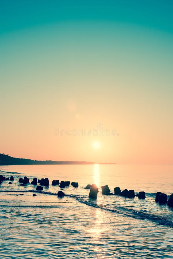 Ocean Sunset Sky - Gorgeous Panorama Twilight Sky and Peaceful Water ...