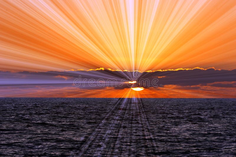 Ocean Sunset Sunrays stock image. Image of spiritual - 66111091