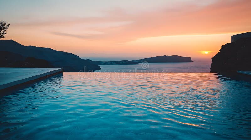 Ocean Sunset View from Infinity Pool at Cliffside Resort Stock ...