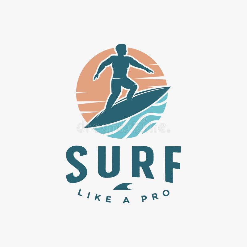 Ocean Surf Logo Vector Illustration Design, Sea Sun and Surfer Logo ...