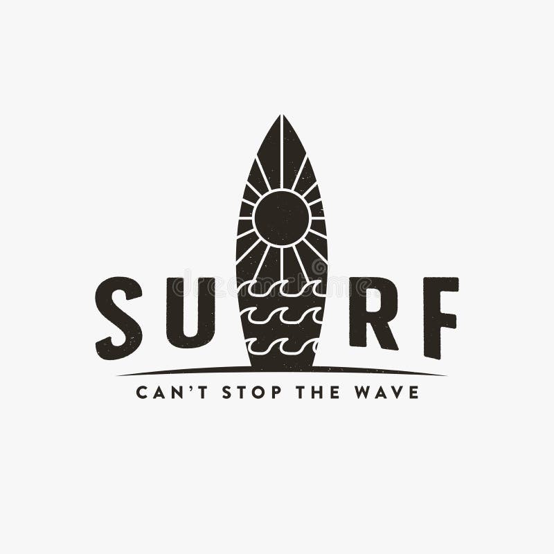 Ocean Surf Logo Vector Illustration Design, Surfing Board Sun and Wave ...