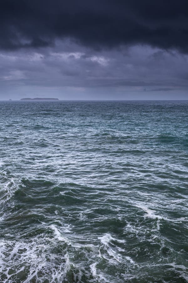 The Ocean Surface at the Cloudy Stormy Day. Breathtaking Romantic ...