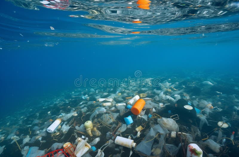 Environmental Issue of Plastic Pollution in the Sea Stock Photo - Image ...