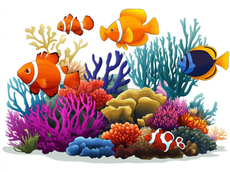 In the Ocean, Surrounded by Coral, a Fish is Swimming, and There is ...