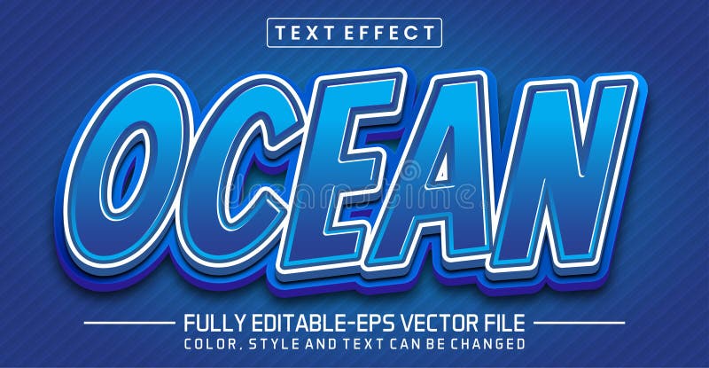 Ocean Text Editable Style Effect Stock Vector - Illustration of ...