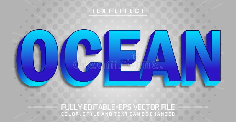 Ocean Text Editable Style Effect Stock Vector - Illustration of travel ...