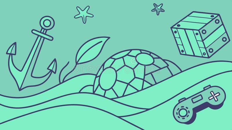 Ocean Treasure Hunt, Turtle and Chest Vector Scene, Vector Design ...