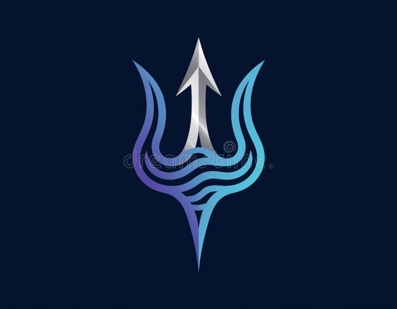 Ocean Trident Logo Design Concept Stock Illustration - Illustration of ...