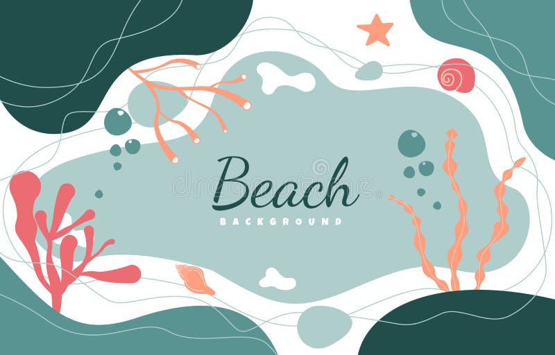 Ocean Underwater Life Sea Beach Text Space Background Stock Vector ...