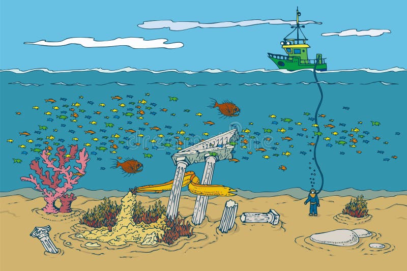 Ocean and Underwater World stock vector. Illustration of wrack - 52158269