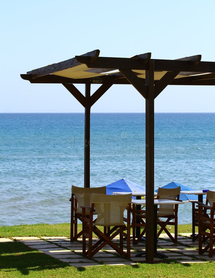 Ocean view stock image. Image of covered, table, blue - 19936397