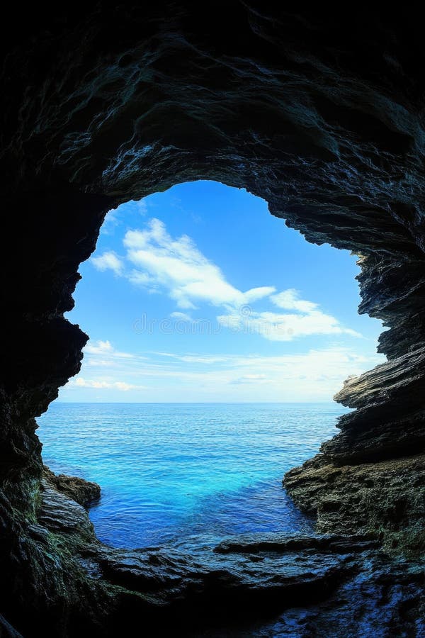 Ocean View from Cave Entrance Stock Photo - Image of sunlight, deep ...