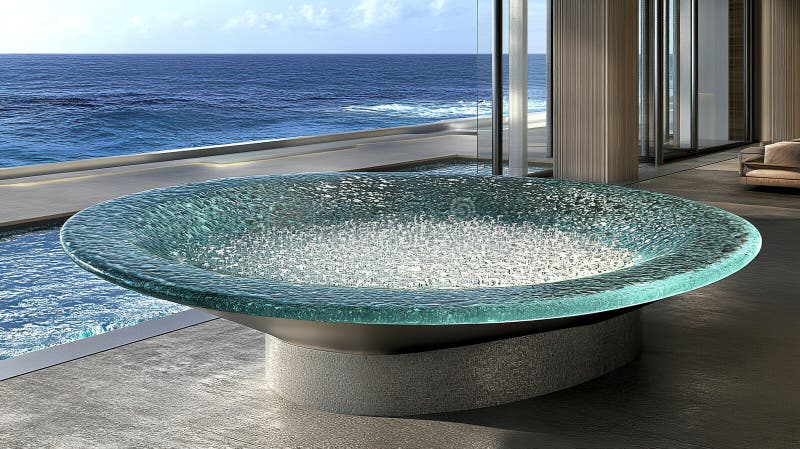Ocean-view Glass Bathtub, Modern Home, Bubbles Stock Image - Image of ...