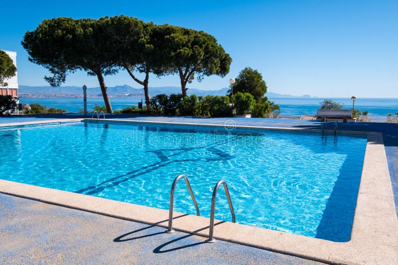 Scenic ocean view pool stock image. Image of swim, garden - 27060677