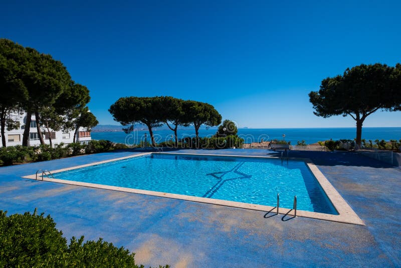 Scenic ocean view pool stock image. Image of swim, garden - 27060677