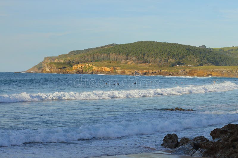 Ocean View from Shore Bay of Biscay. Stock Image - Image of scenery ...