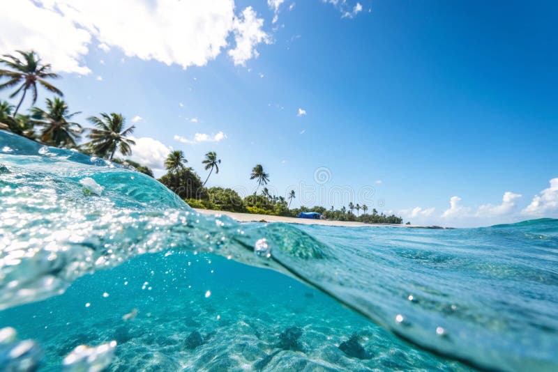 Ocean View with Tropical Water Ripples Stock Illustration ...