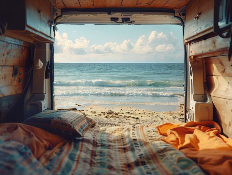 Ocean View from Van Interior Stock Photo - Image of trip, green: 374695034