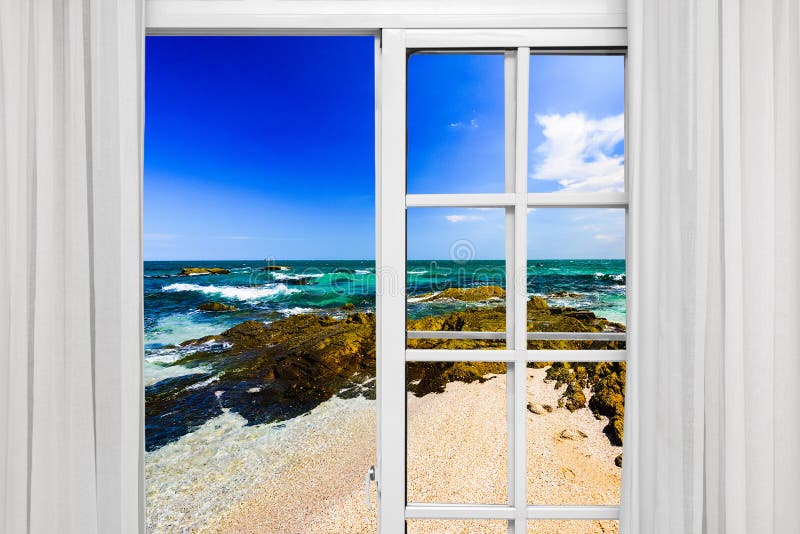 Ocean view window stock image. Image of scenery, rest - 129637433