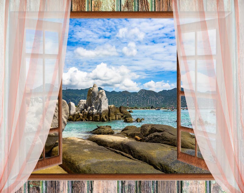Ocean view window stock image. Image of sunny, island - 129637555