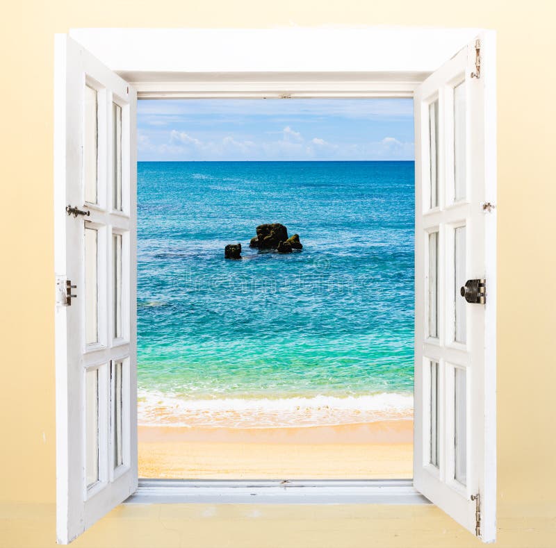 Ocean view window stock image. Image of clouds, blue - 129637647