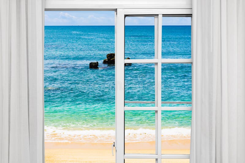 Ocean view window open stock image. Image of lagoon - 130687347