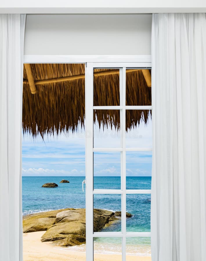 Ocean view window stock image. Image of landscape, sand - 165555437