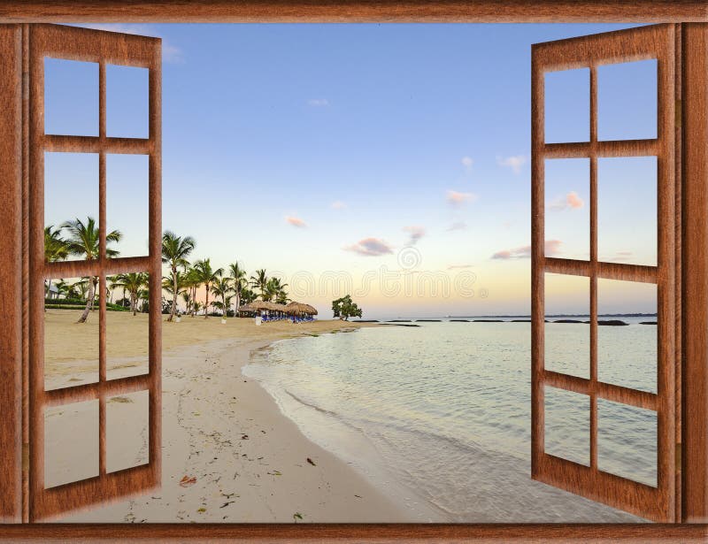 Ocean view window stock image. Image of famous, palm - 79975029