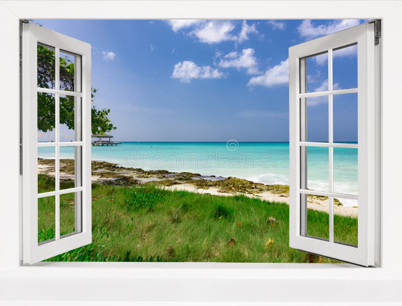 Ocean view window open stock image. Image of lagoon - 130687347