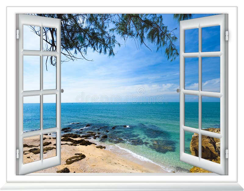Ocean view window open stock image. Image of lagoon - 130687347