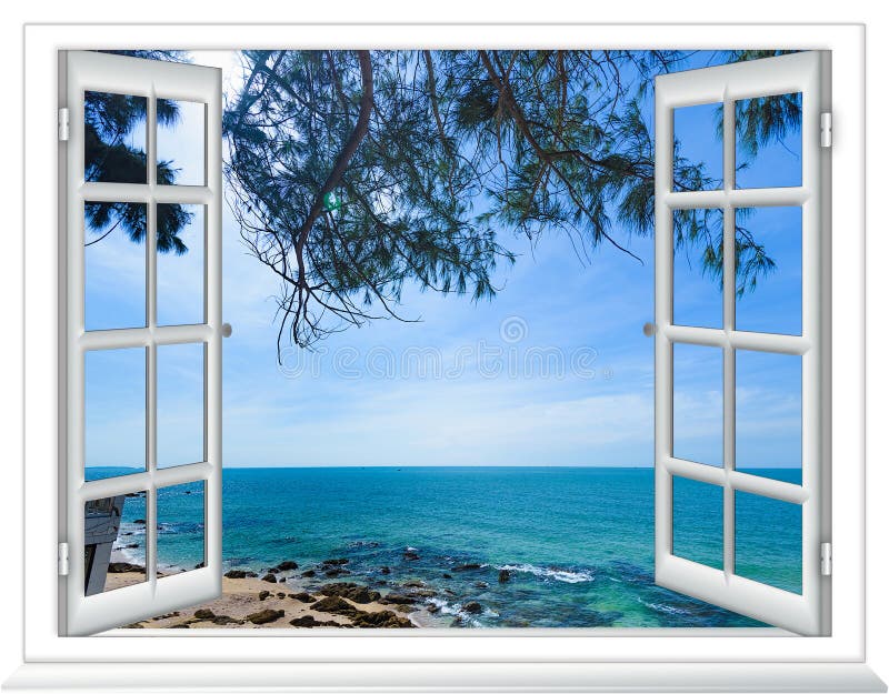 Room with a View on the Beach Stock Photo - Image of contrast, window ...