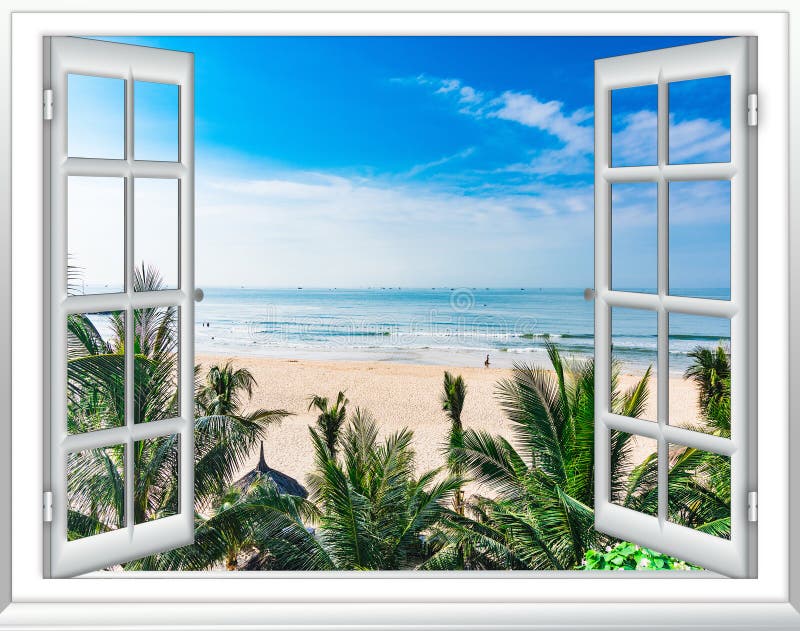Ocean view window paradise stock photo. Image of tourism - 135629378