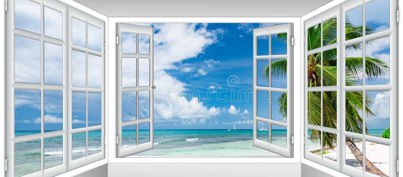 Ocean view window stock photo. Image of beautiful, clouds - 109664806