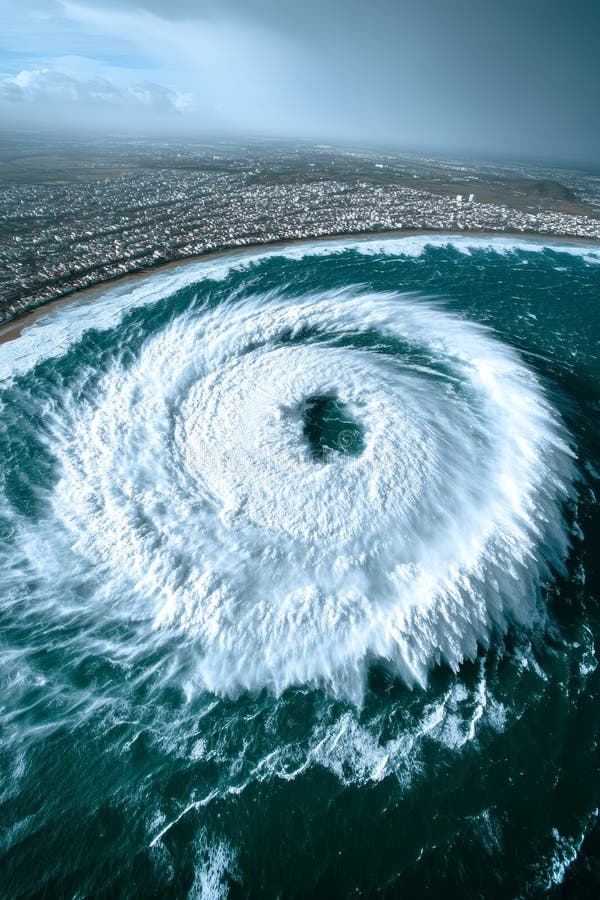 Ocean Vortex Mesmerizing Aerial View of a Circular Wave Pattern Forming ...
