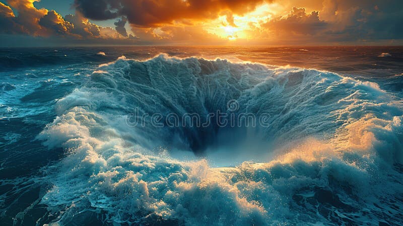 Ocean Vortex at Sunset stock illustration. Illustration of powerful ...
