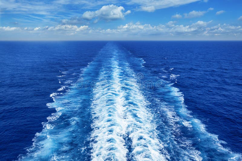 Ocean Wake from Cruise Ship Stock Photo - Image of blue, horizontal ...