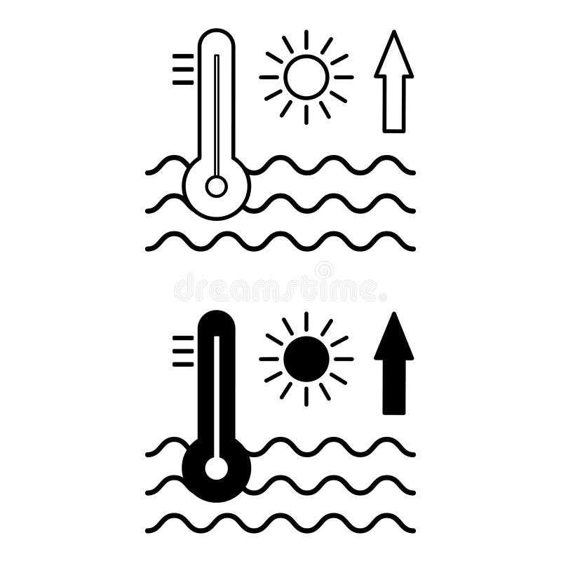 Ocean Warming Icons. stock vector. Illustration of emission - 329685511