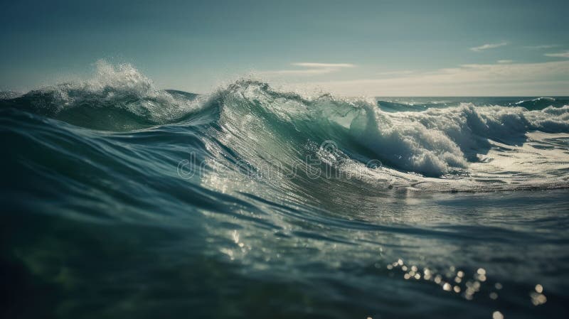 Ocean Water Background. Huge Waves with Reflection Stock Photo - Image ...