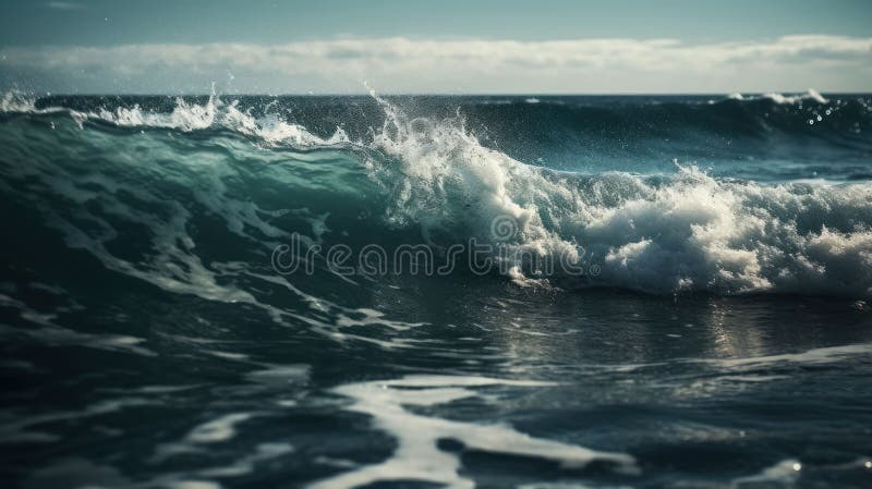 Ocean Water Background. Huge Waves with Reflection Stock Image - Image ...