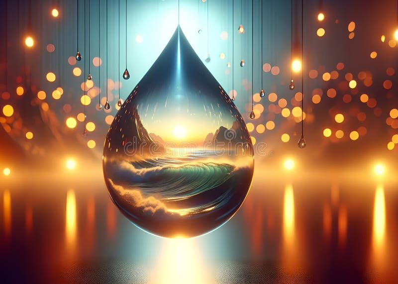The Ocean within a Water Drop, Concept Stock Illustration ...