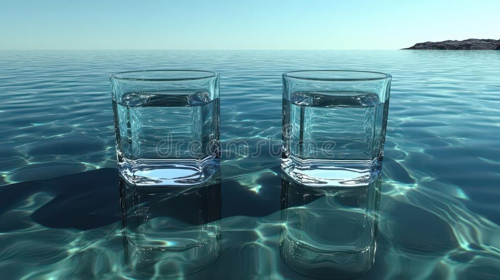 Ocean Water Glasses, Reflections Stock Illustration - Illustration of visual, reflection: 391911205