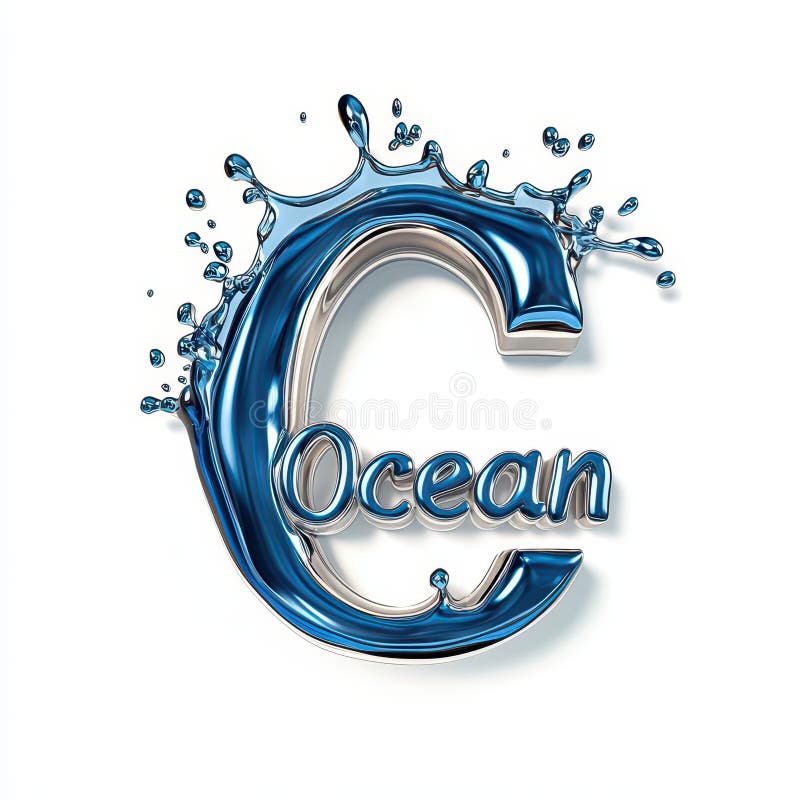 Ocean Water Letter C stock illustration. Illustration of modern - 341310467