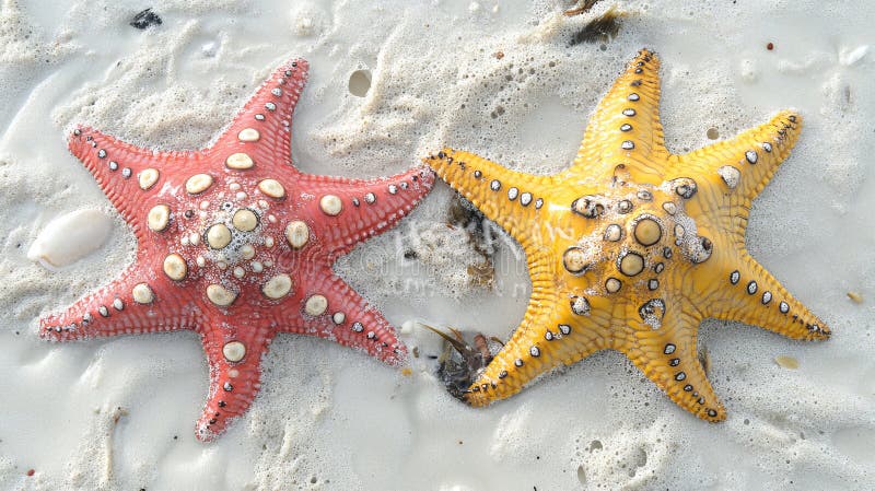 The Ocean Water is Light Blue and Accompanied by a White Sandy Beach, As Well As Small Fish and ...