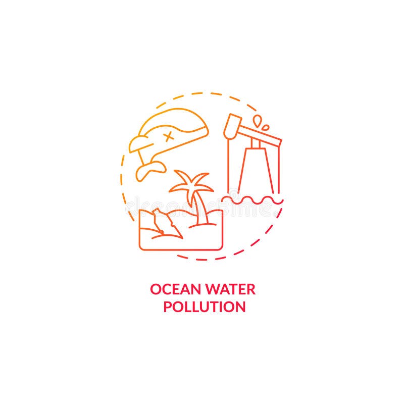 Ocean Water Pollution Red Gradient Concept Icon Stock Vector ...