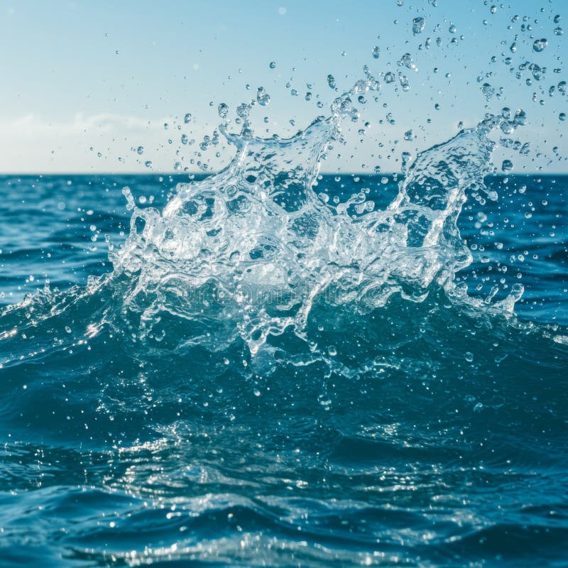 Ocean Water Splash: Blue Waves and Dynamic Spray Stock Illustration ...