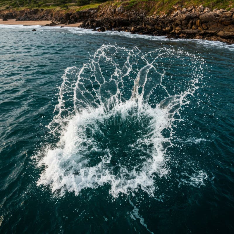 Ocean Water Splash with Dark Blue Background Stock Illustration - Illustration of coastline ...