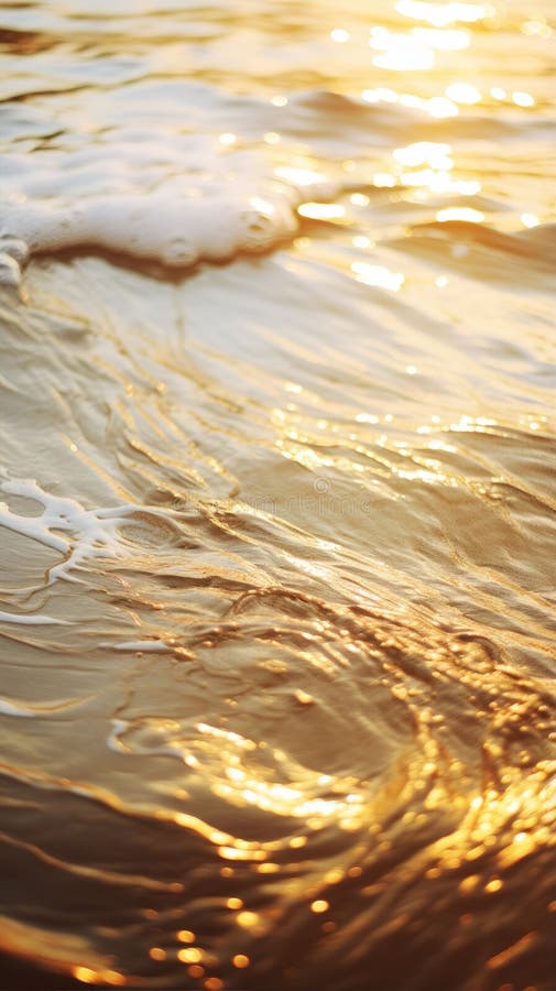 Ocean Water Surface in the Golden Light of the Sun at Sunset or Dawn ...